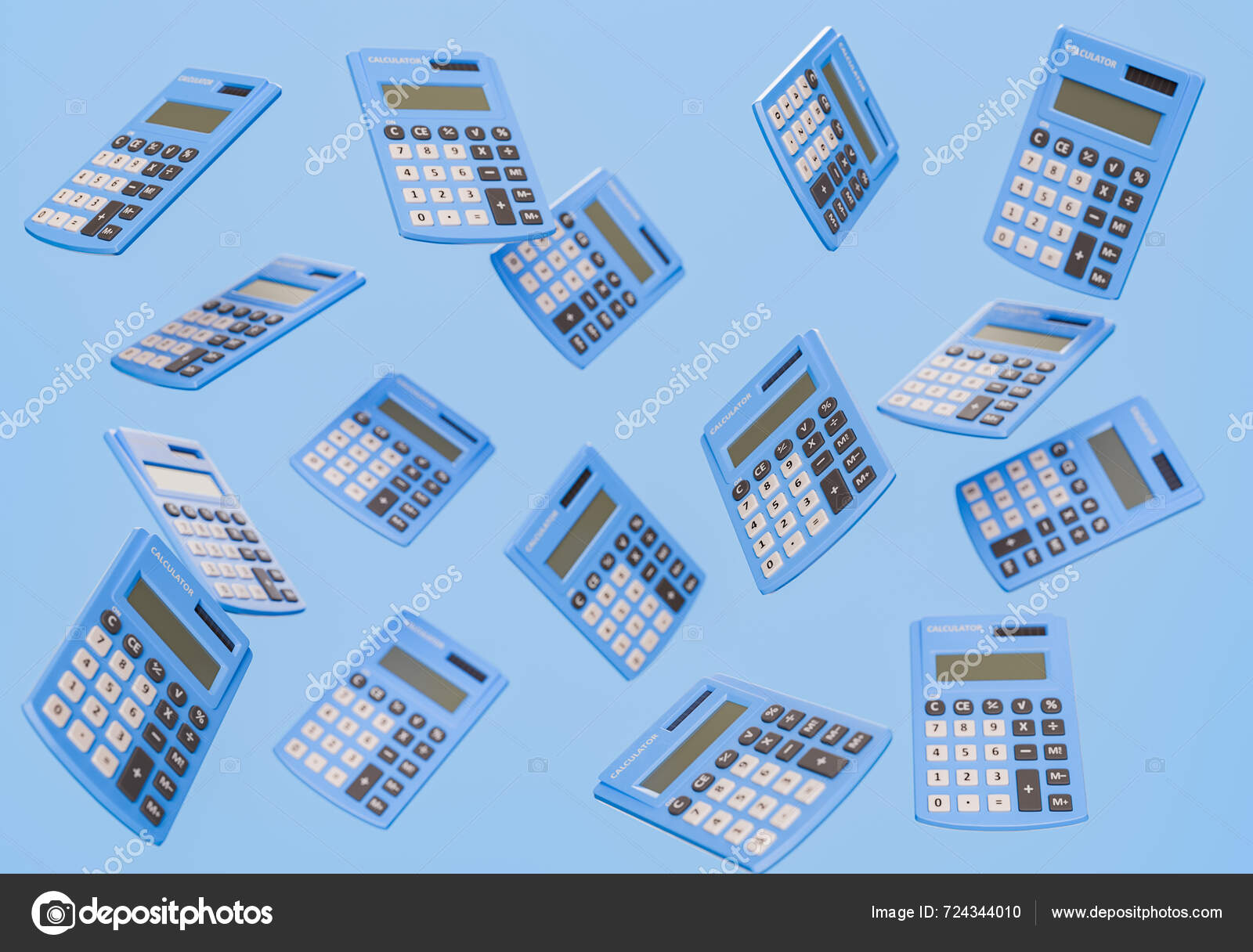 Múltiples Calculadoras Azules Flotando Sobre Fondo Azul Concepto ...