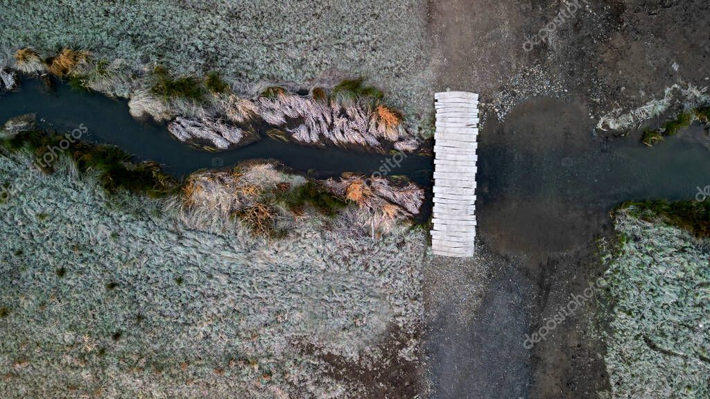 garden park, land with winding stream and ponds. a ford with a road and ...