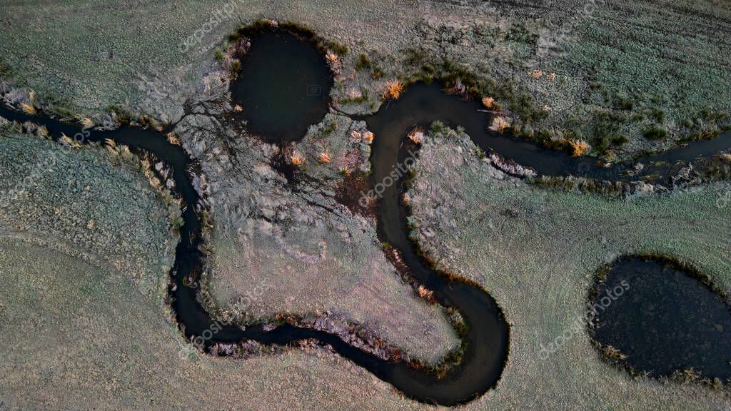 garden park, land with winding stream and ponds. a ford with a road and ...