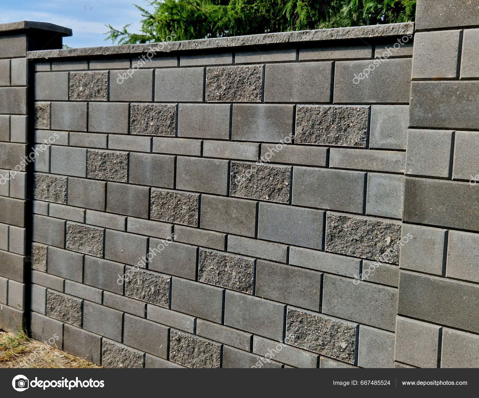 Muro De Bloques De Hormigón Para Patio