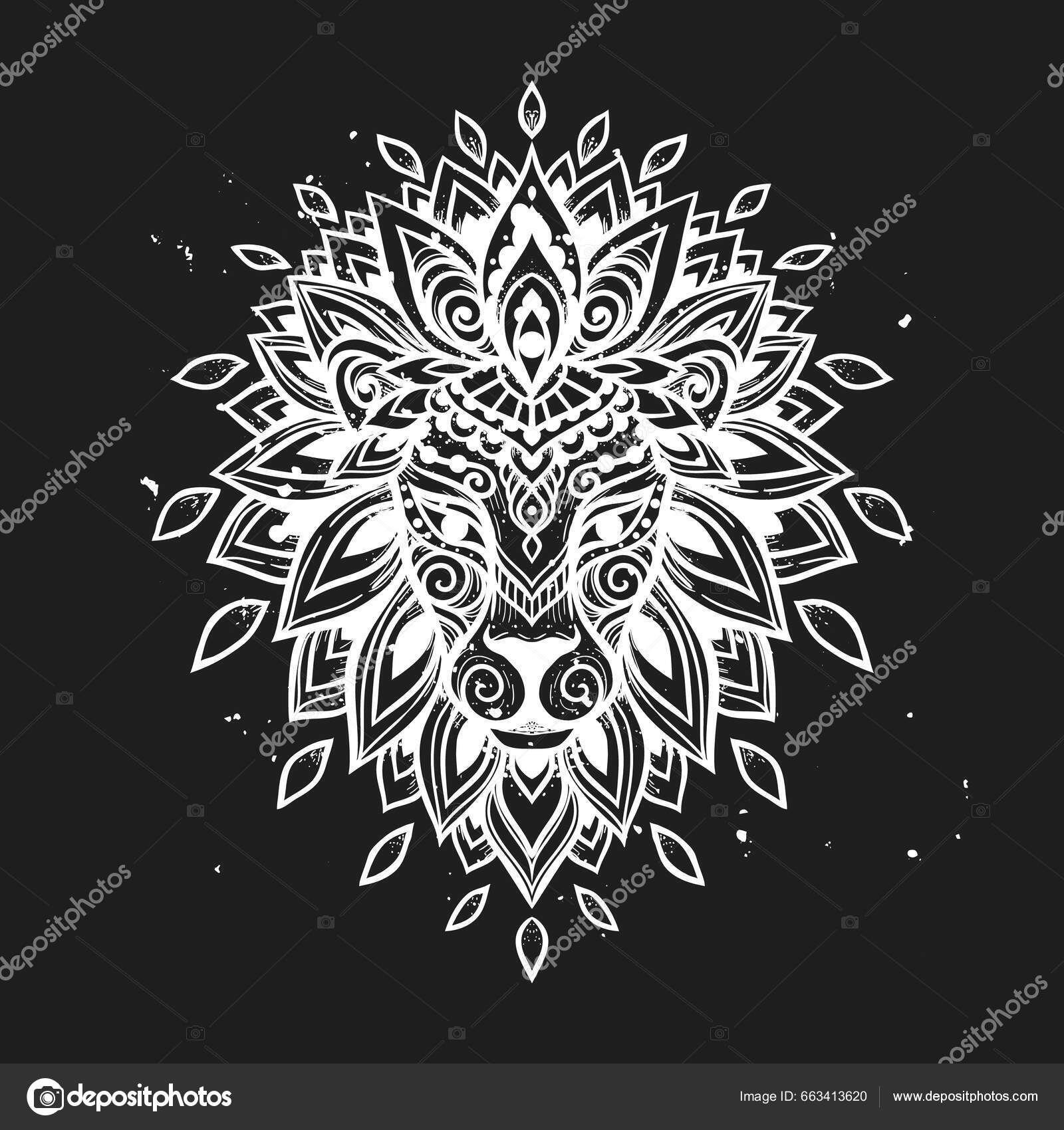 Lion Mandala Zen Vector Zen Decorative Element Adult Coloring Book ...