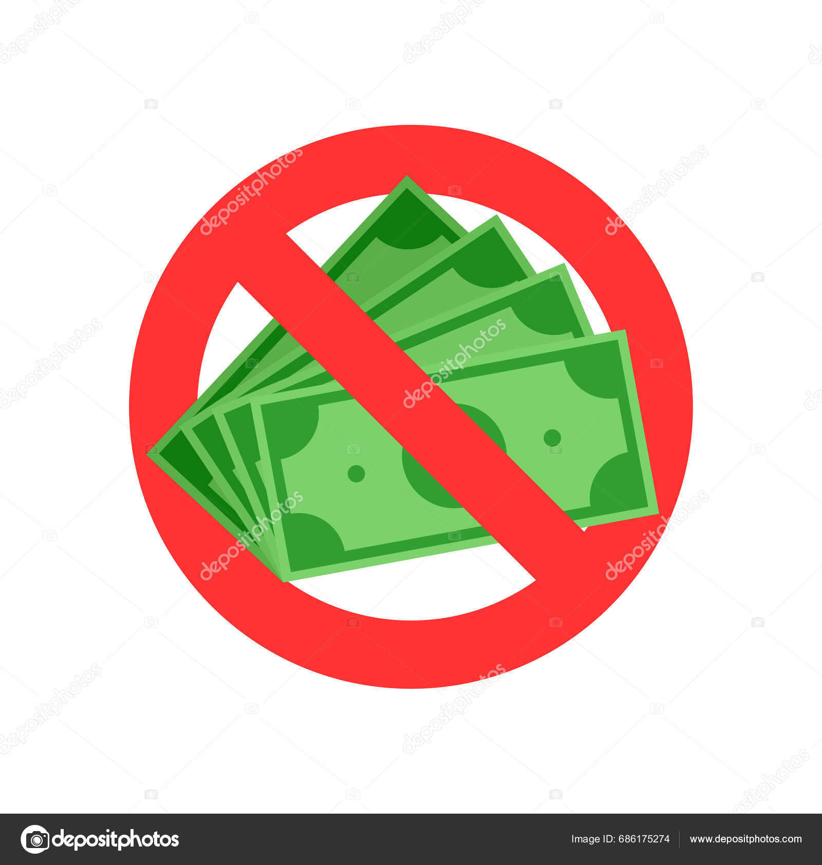 Prohibited Sign Cash Money Non Cash Policy Financial Concept Vector ...