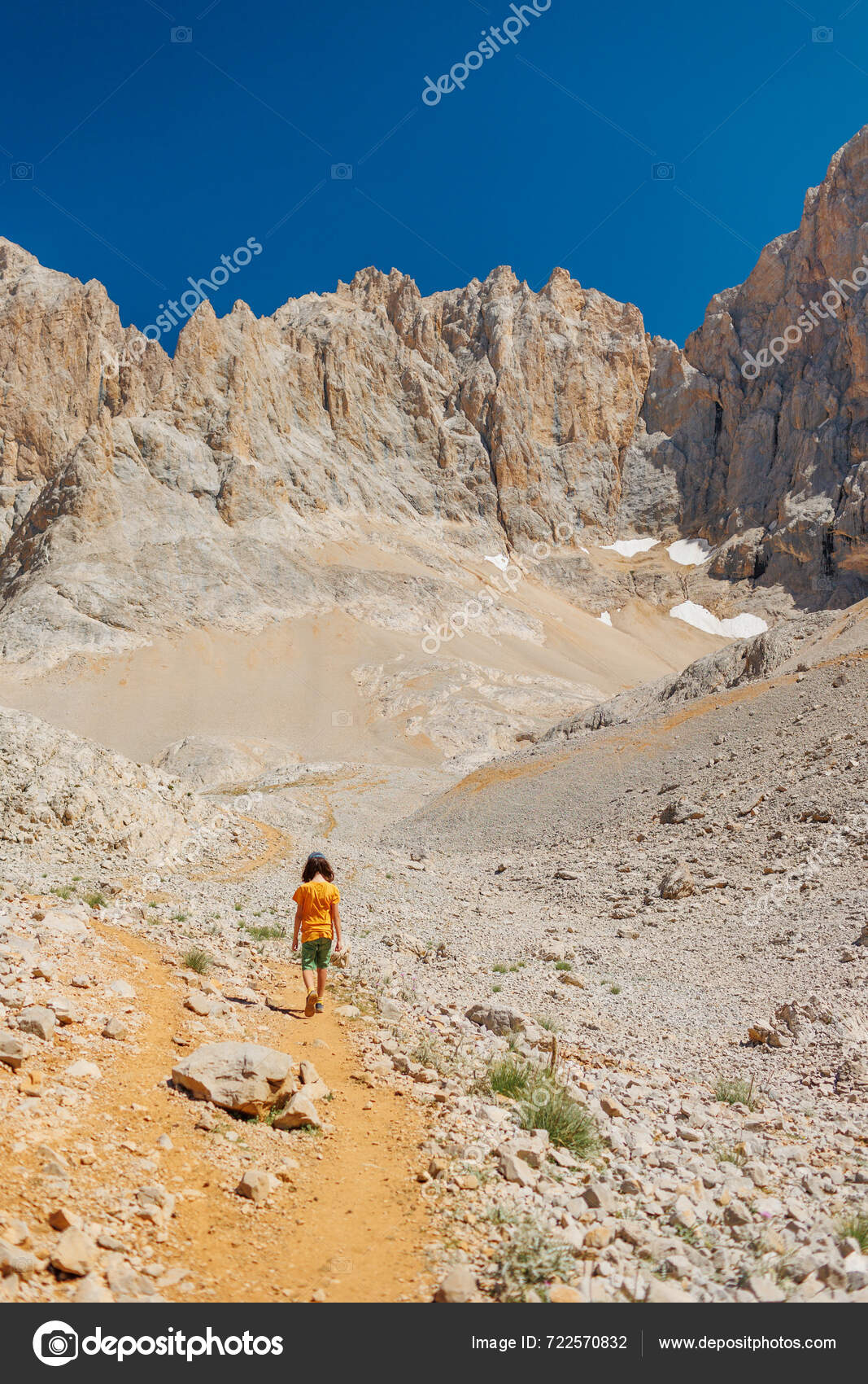 Summer Camp Boy Backpack Boy Backpack Walks Path Background Mountains ...