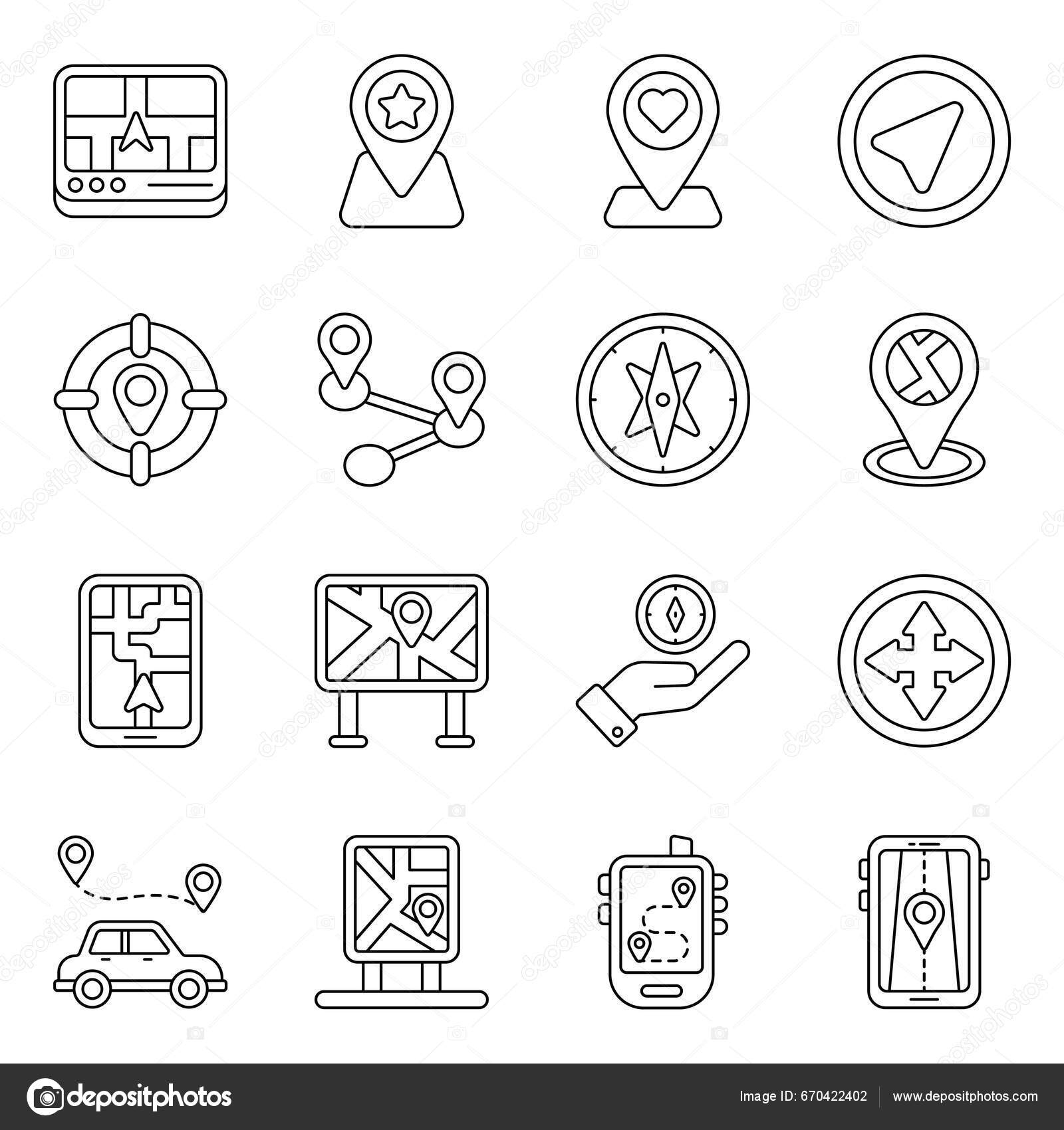 Here Pack Map Icons You Can Edit Change Colors Modify Stock Vector by ...