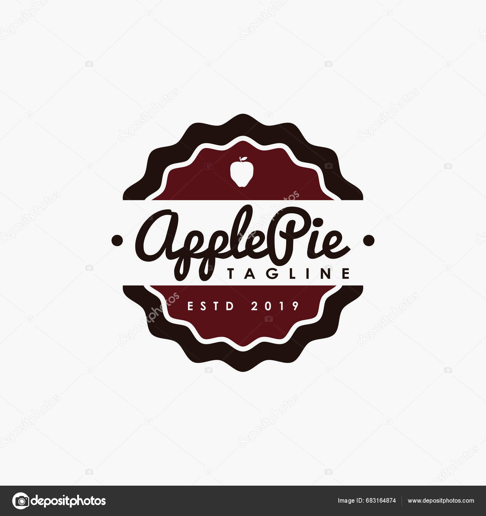 Vintage Retro Emblem Seal Badge Apple Pie Logo Vector Template Stock ...
