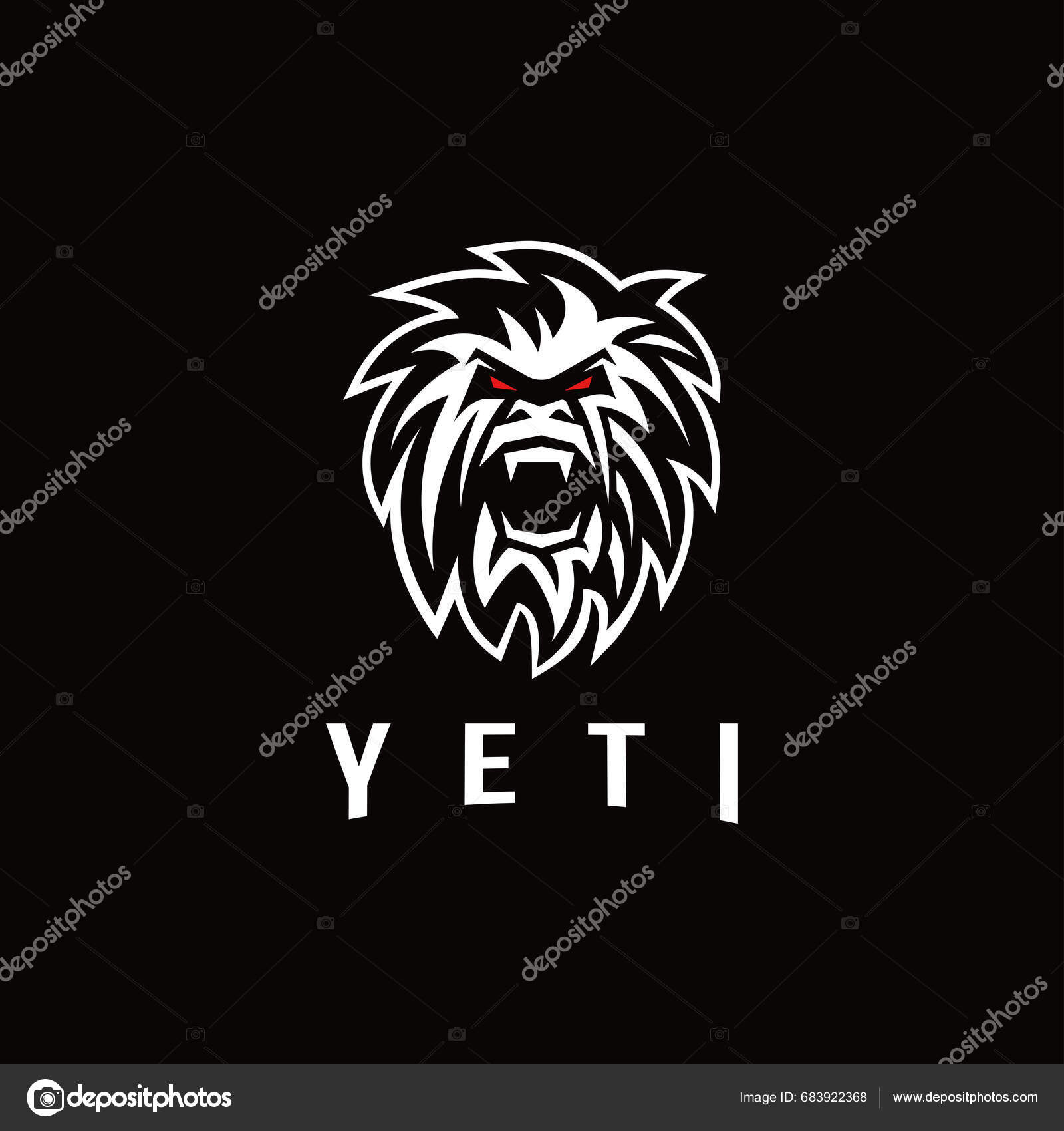 Aggressive Powerful Giant Yeti Logo Icon Vector Illustration Black ...