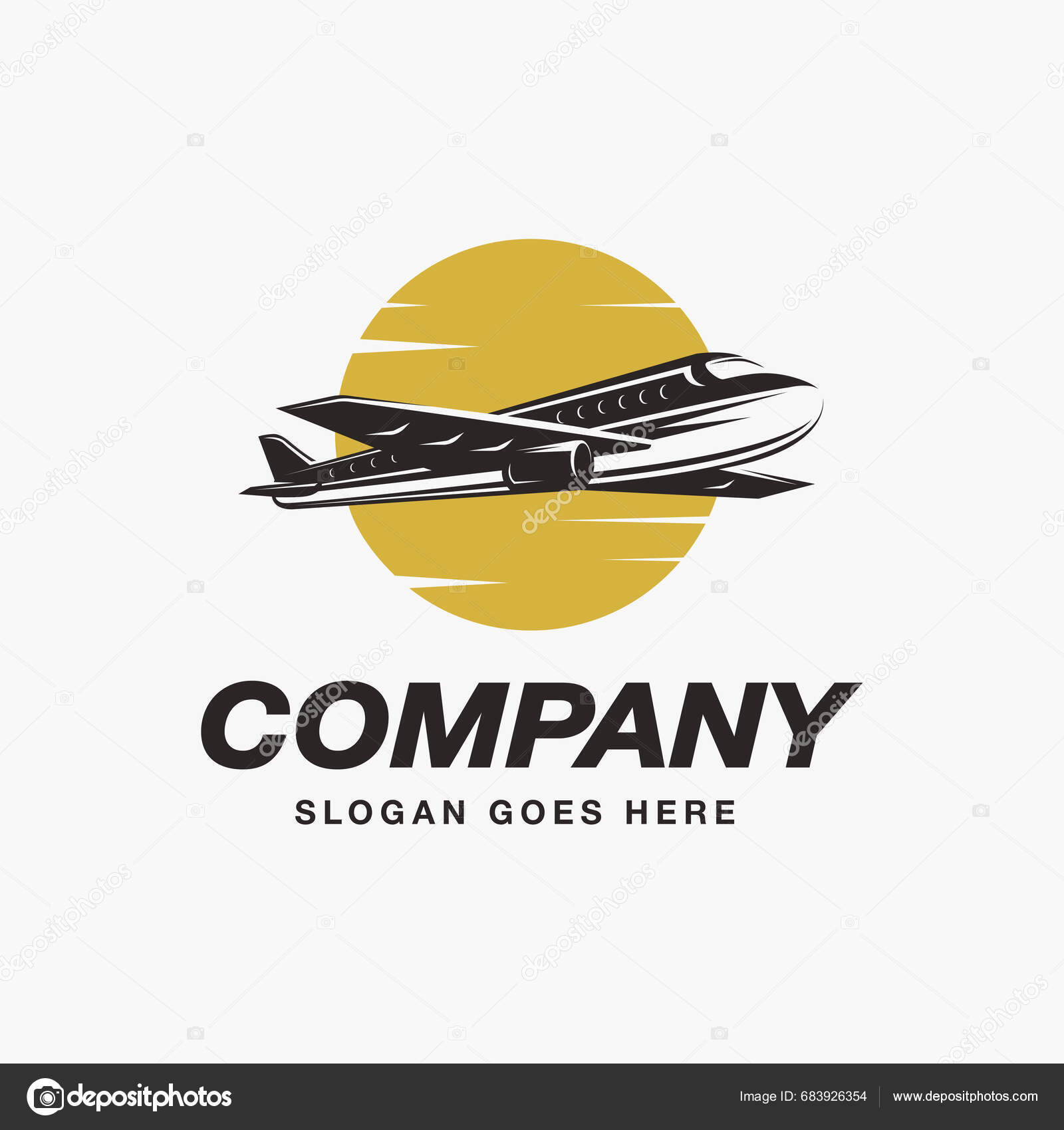 Flying Airplane Logo Icon Vector Template White Background Stock Vector ...