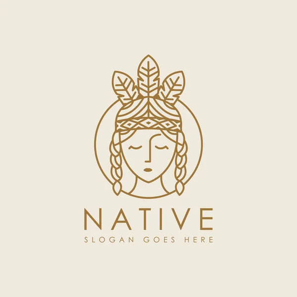 Female Indian Native American Logo Icon Vector Illustration Dark ...