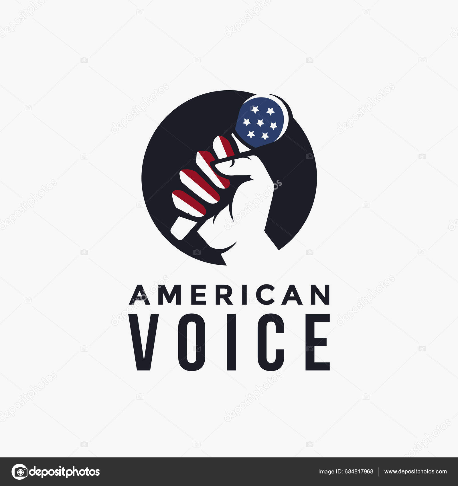 American Voice Microphone Logo Icon Vector Template White Background ...