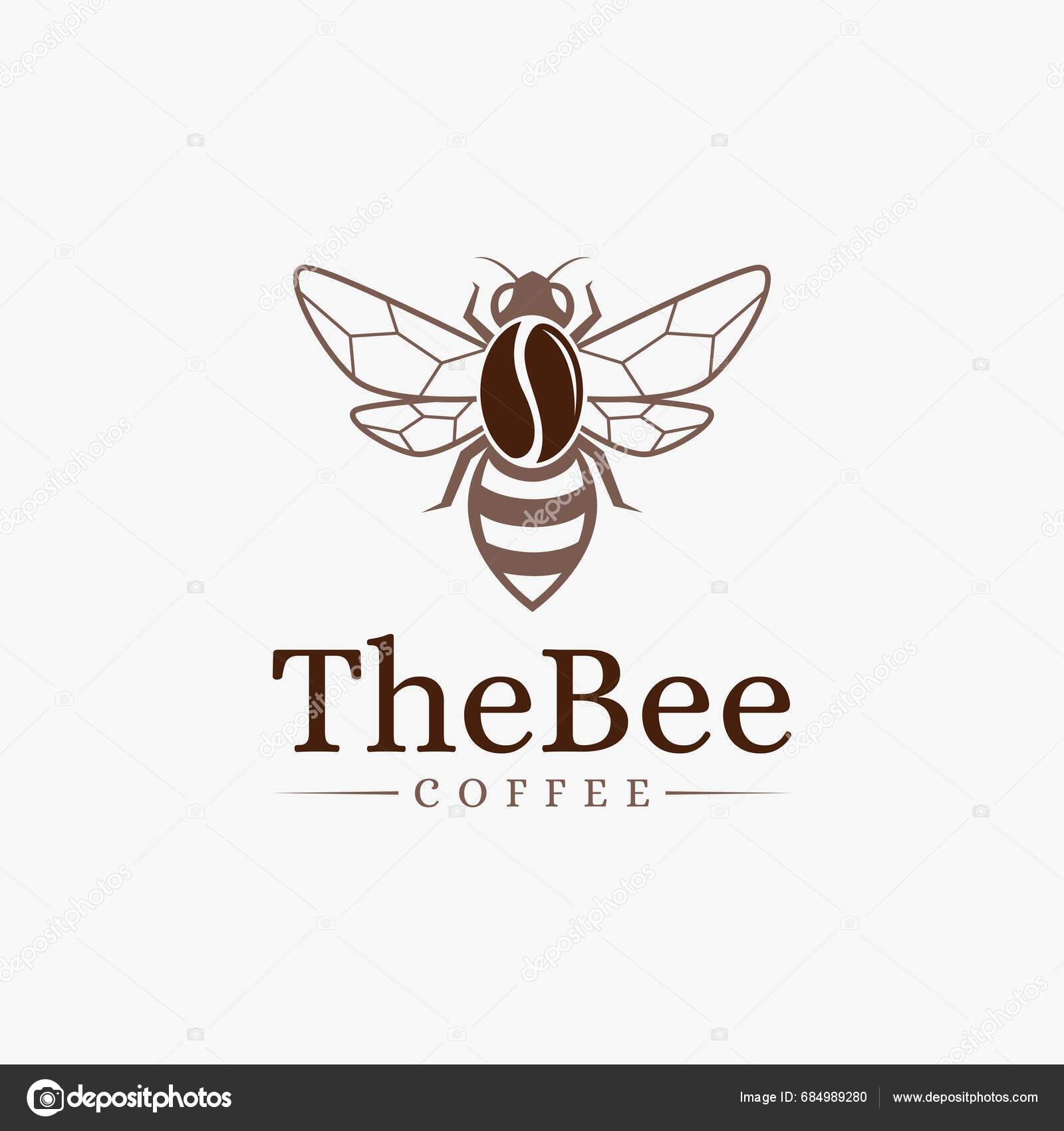 Creative Bee Coffee Bean Logo Icon White Background Stock Vector by ...