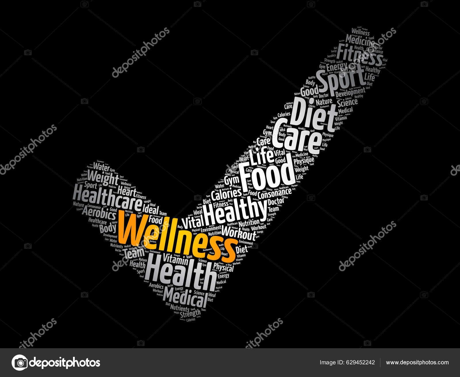 Wellness Check Mark Word Cloud Collage Health Concept Background Stock ...