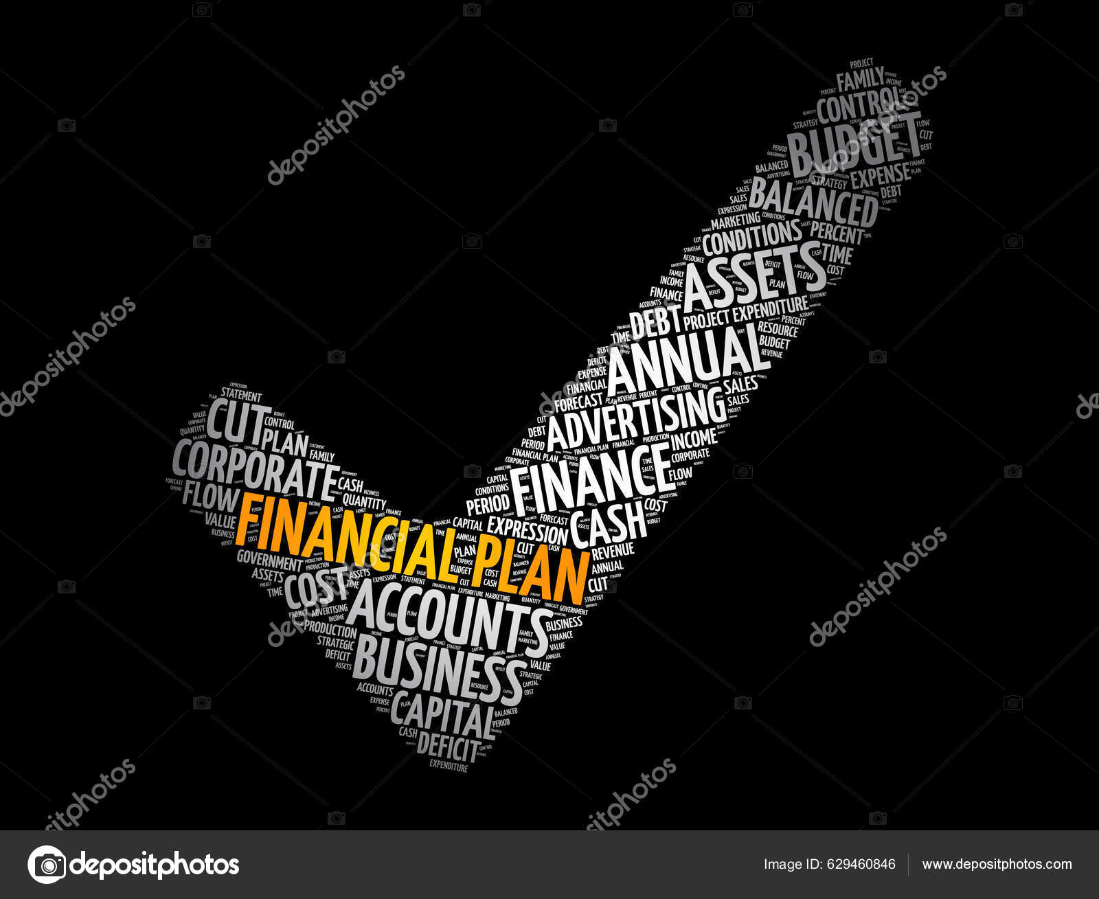 Financial Plan Check Mark Word Cloud Business Concept Background Stock ...