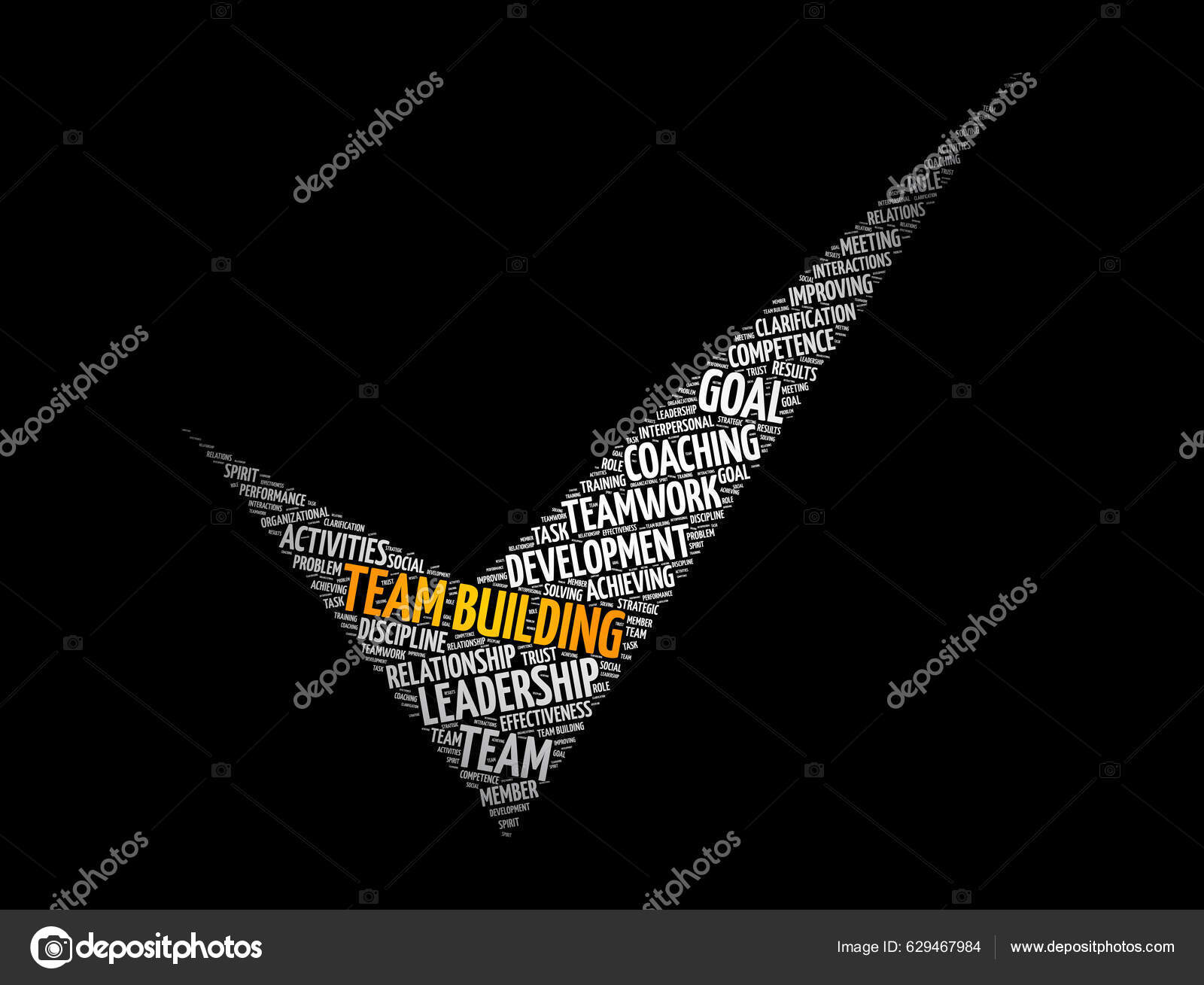 Team Building Check Mark Word Cloud Collage Business Concept Background ...
