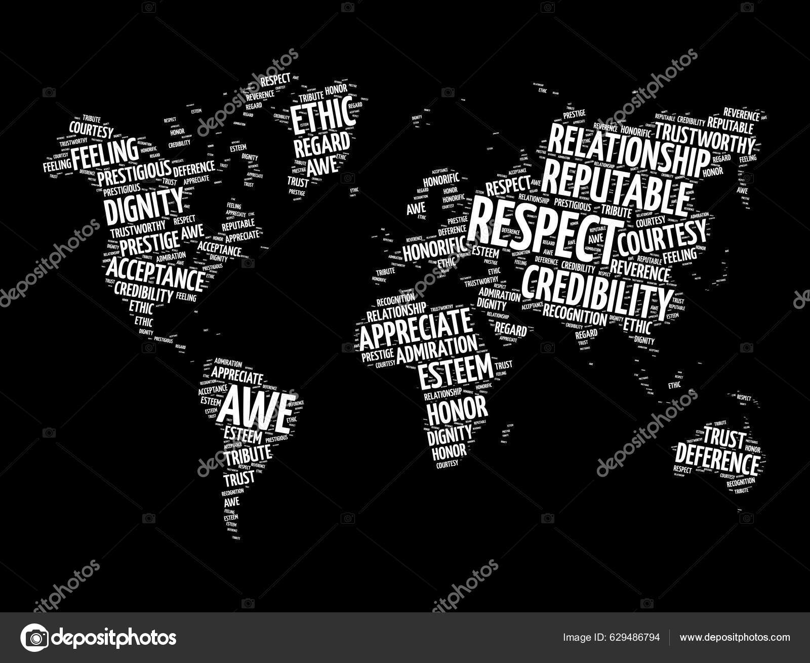 Respect Word Cloud Shape World Map Concept Background Stock Vector by ...