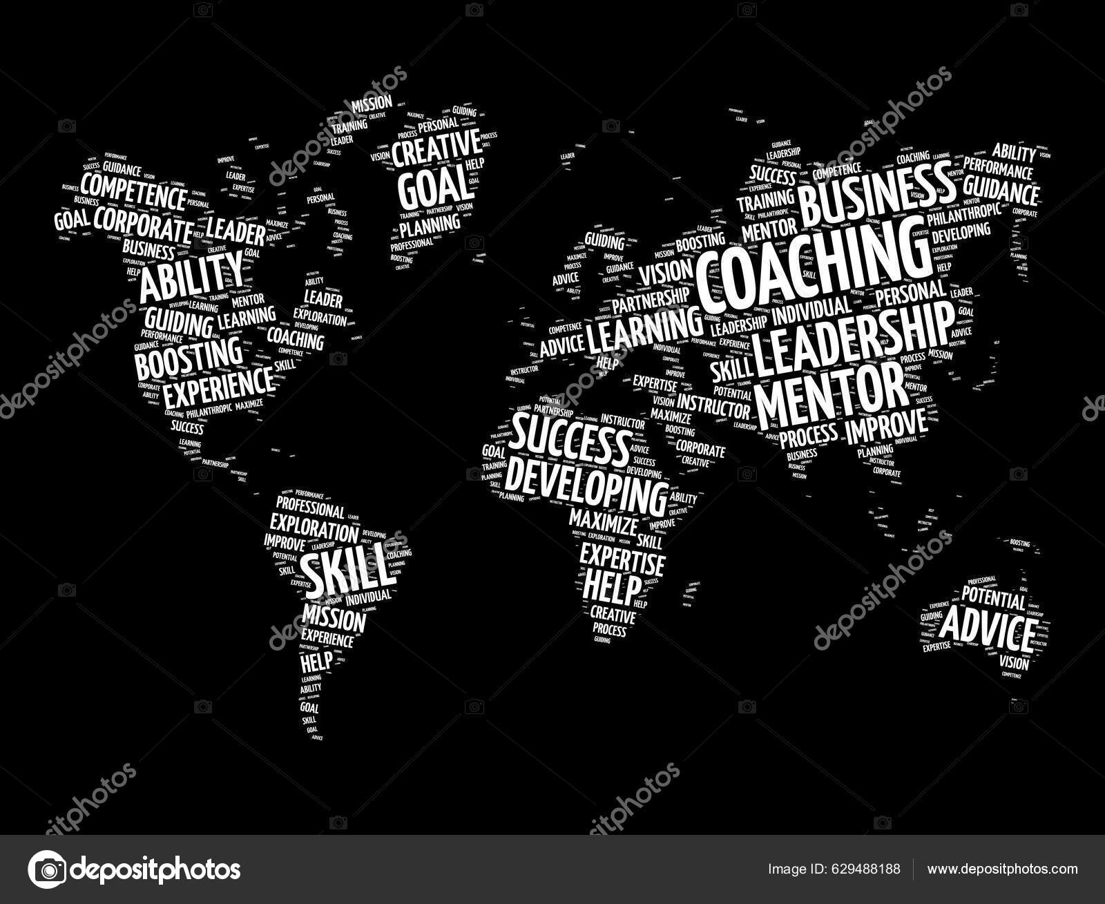 Coaching Word Cloud Shape World Map Business Concept Background Stock ...