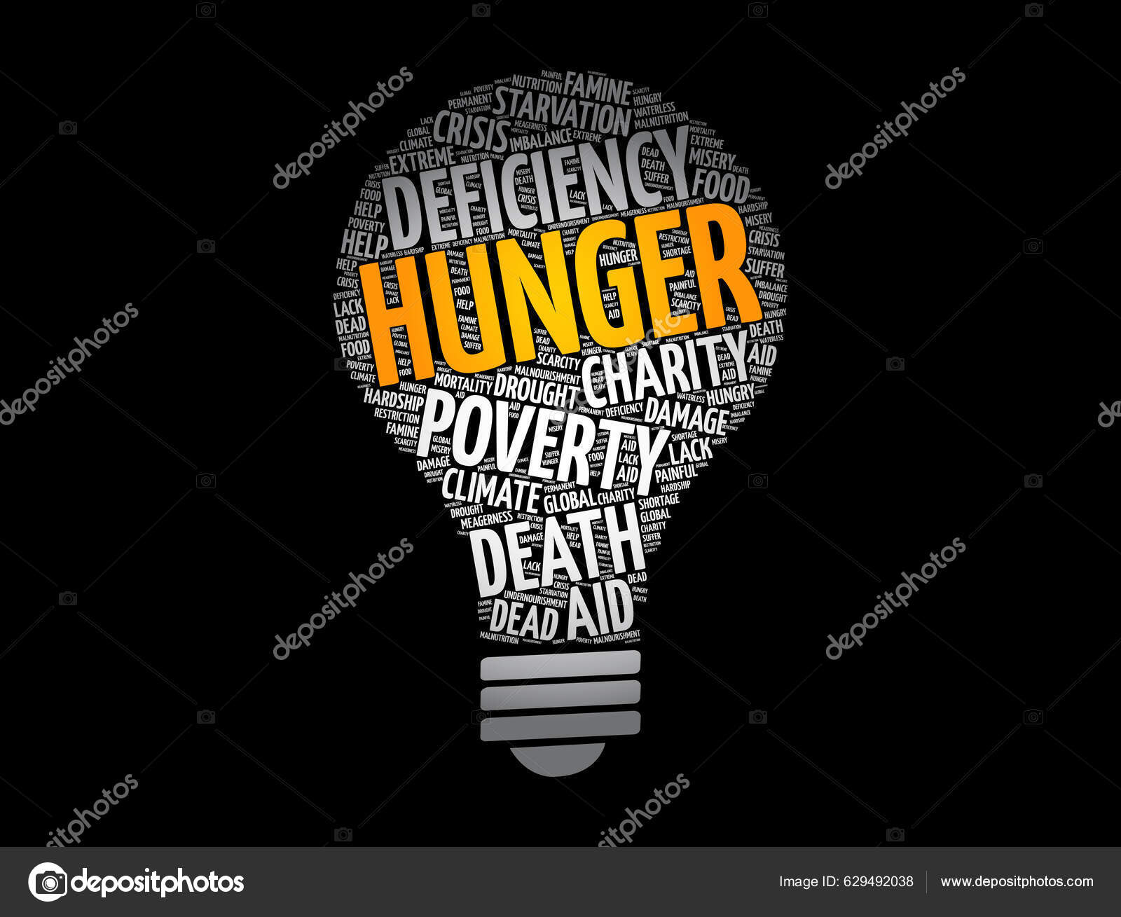 Hunger Light Bulb Word Cloud Collage Concept Background Stock Vector by ...
