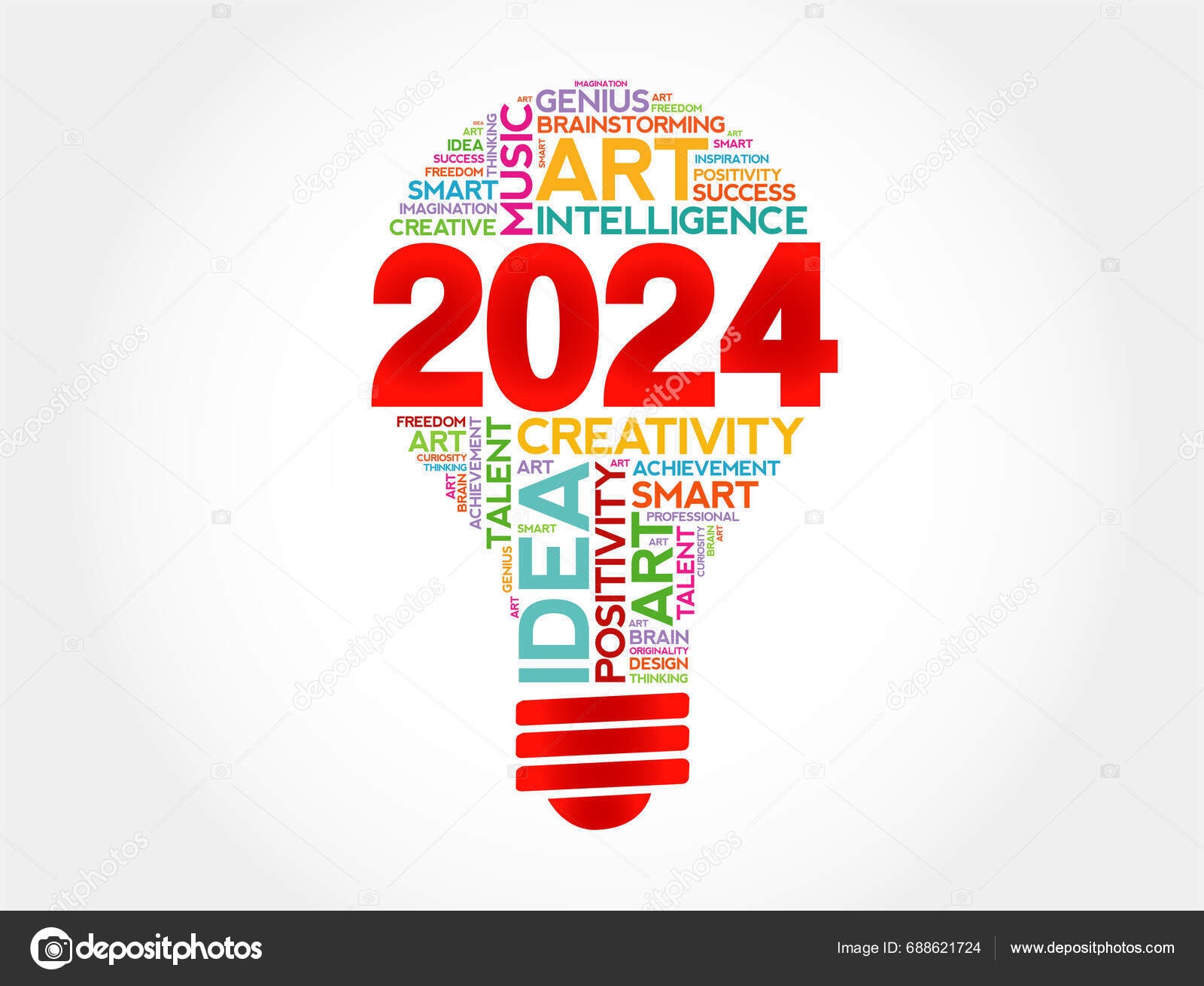 2024 Creative Ideas Bulb Word Cloud Collage Concept Background Stock ...