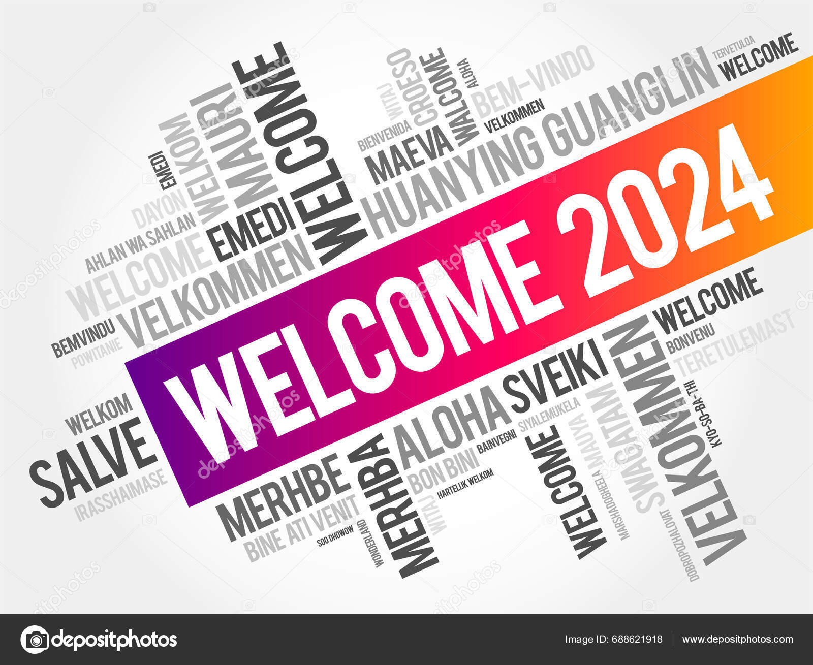 Welcome 2024 Word Cloud Dalam Bahasa Yang Berbeda Latar Belakang Vektor ...