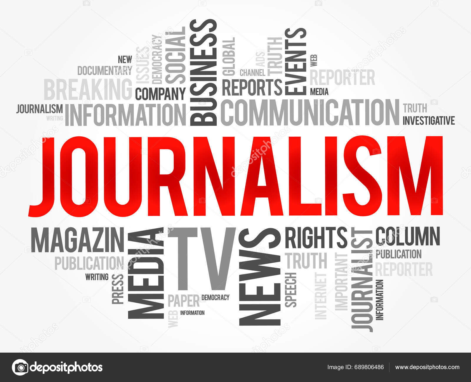 Journalism Word Cloud Collage Social Concept Background Stock Vector by ...