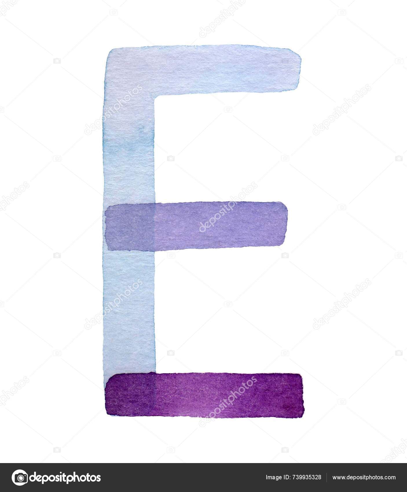 Hand Painted Watercolor Letter Soft Blue Purple Gradient Tones Perfect ...