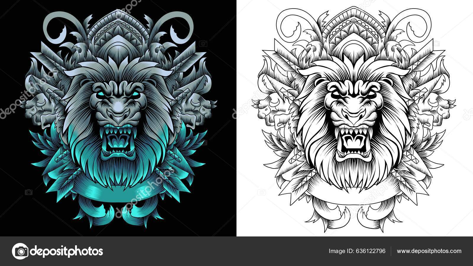 Lion Illustration Neon Color Style Stock Vector by ©Marciano Graphic ...