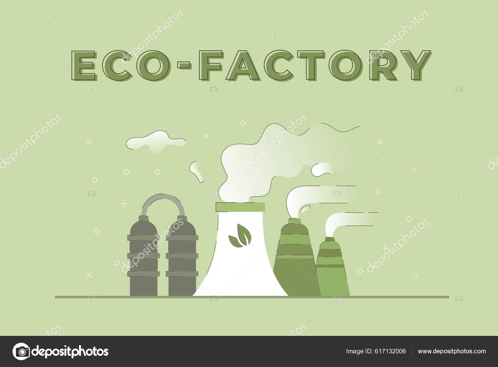 Vector Illustration Eco Factory Concept Global Issues Problem Solving ...