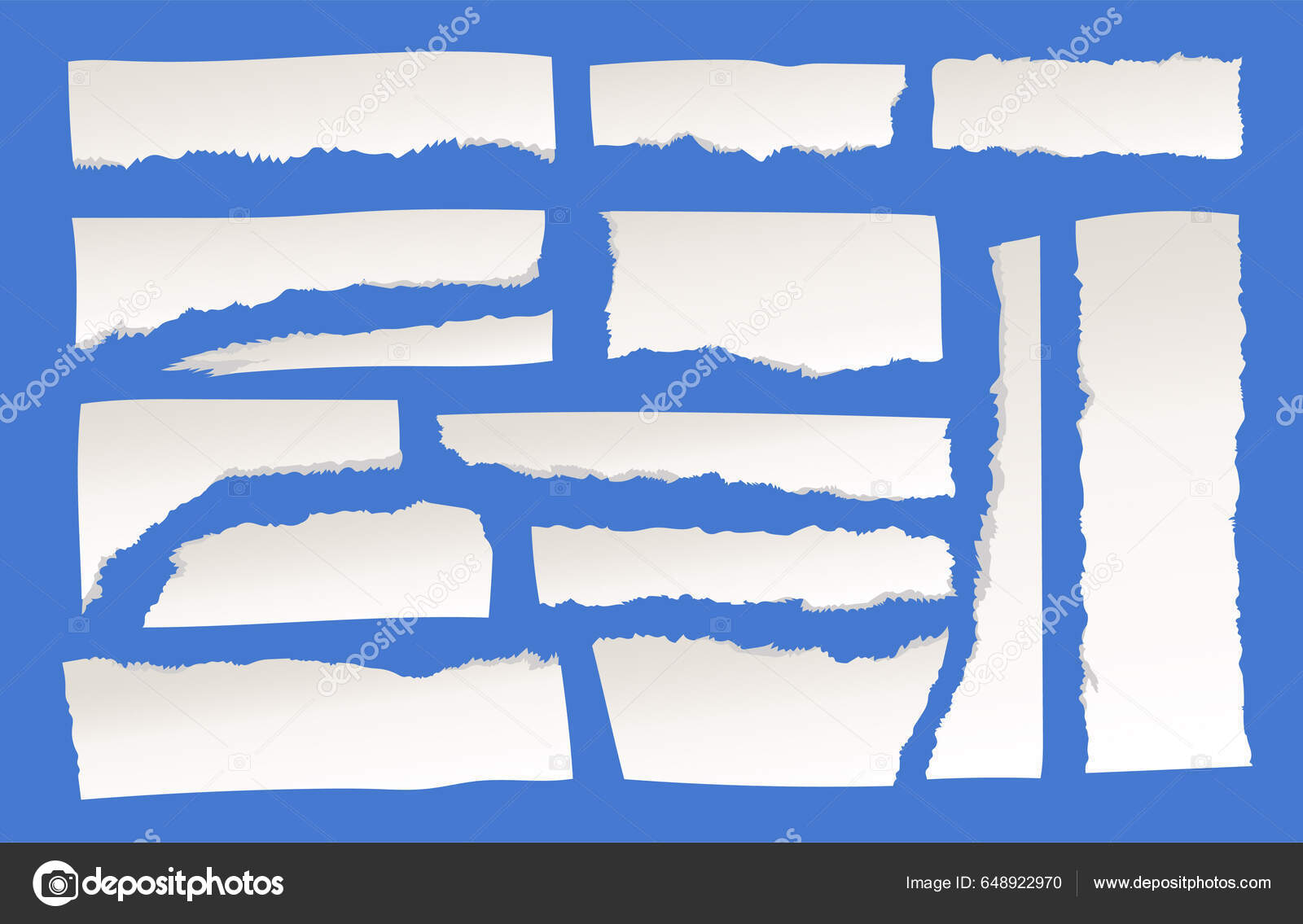 Vector Illustration Set Torn Ripped Blue Paper Hole Piece Paper Stock ...