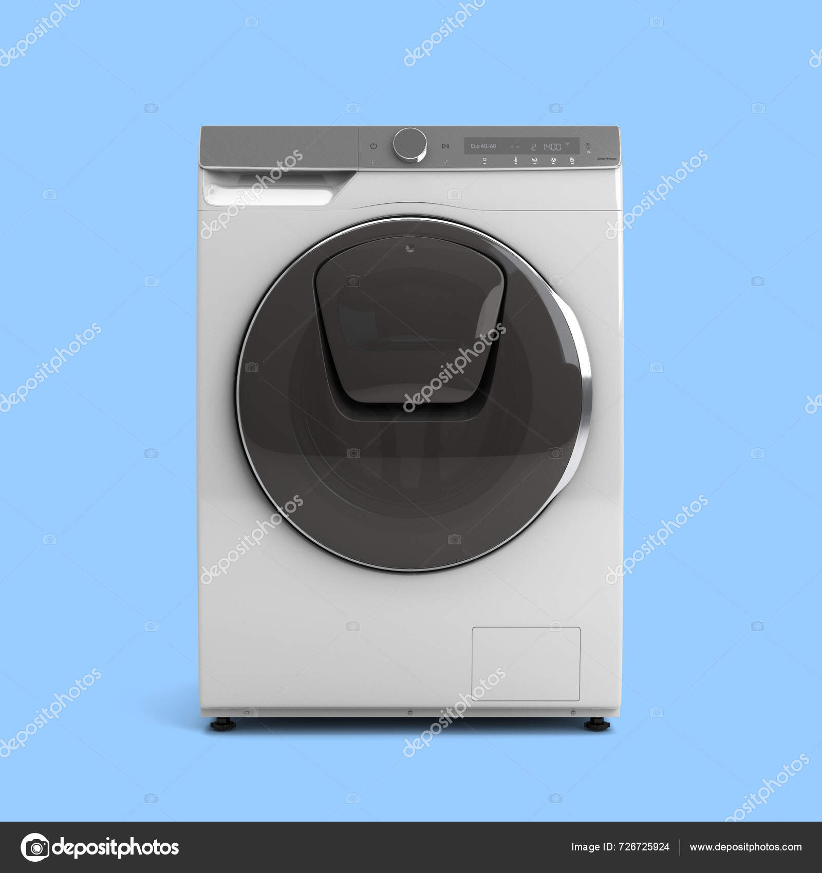 New Modern Washing Machine Front View Render Blue — Stock Photo ...