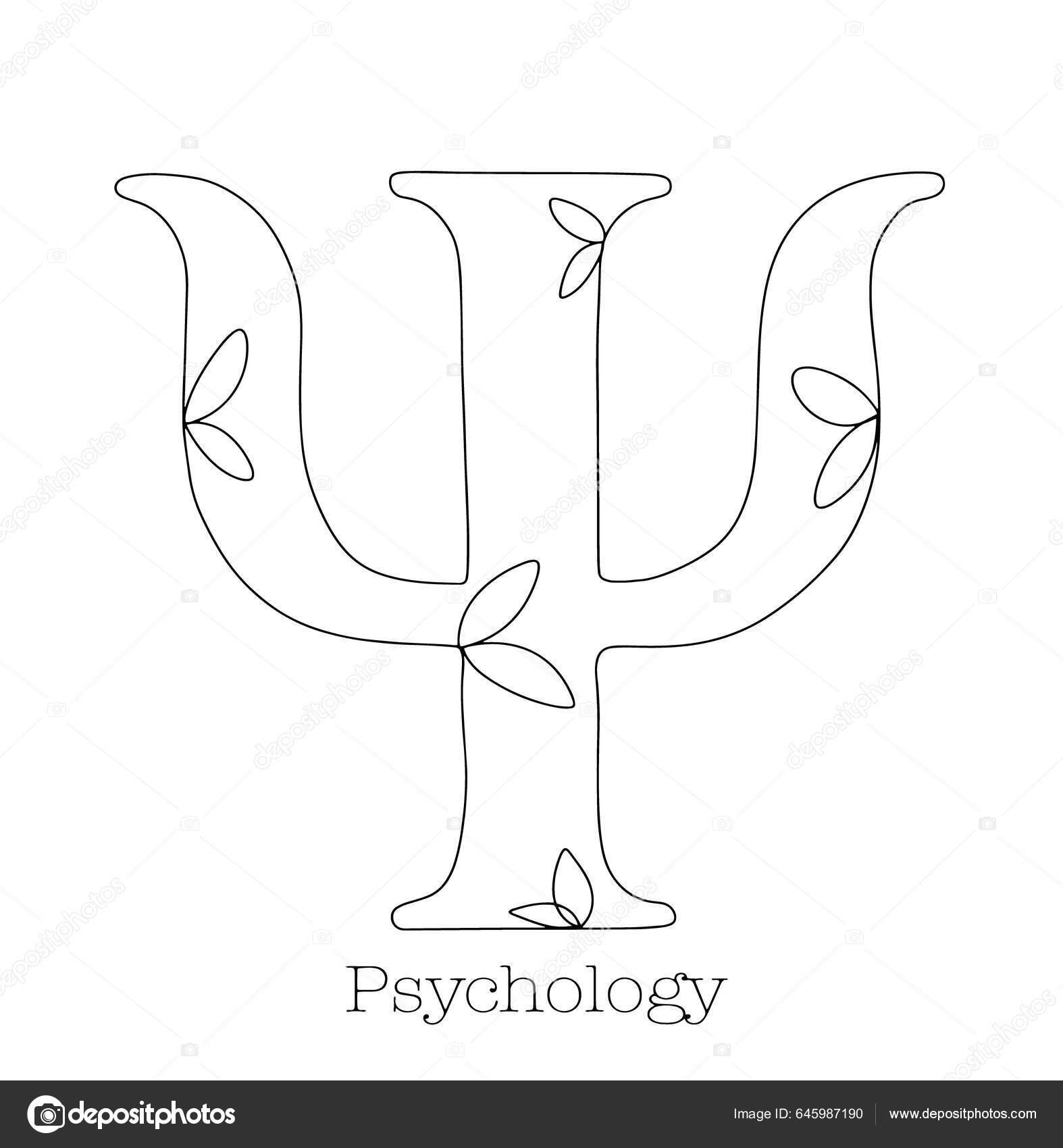 Letra Psique Como Símbolo Psicología Dibujo Línea Día Del Psicólogo ...