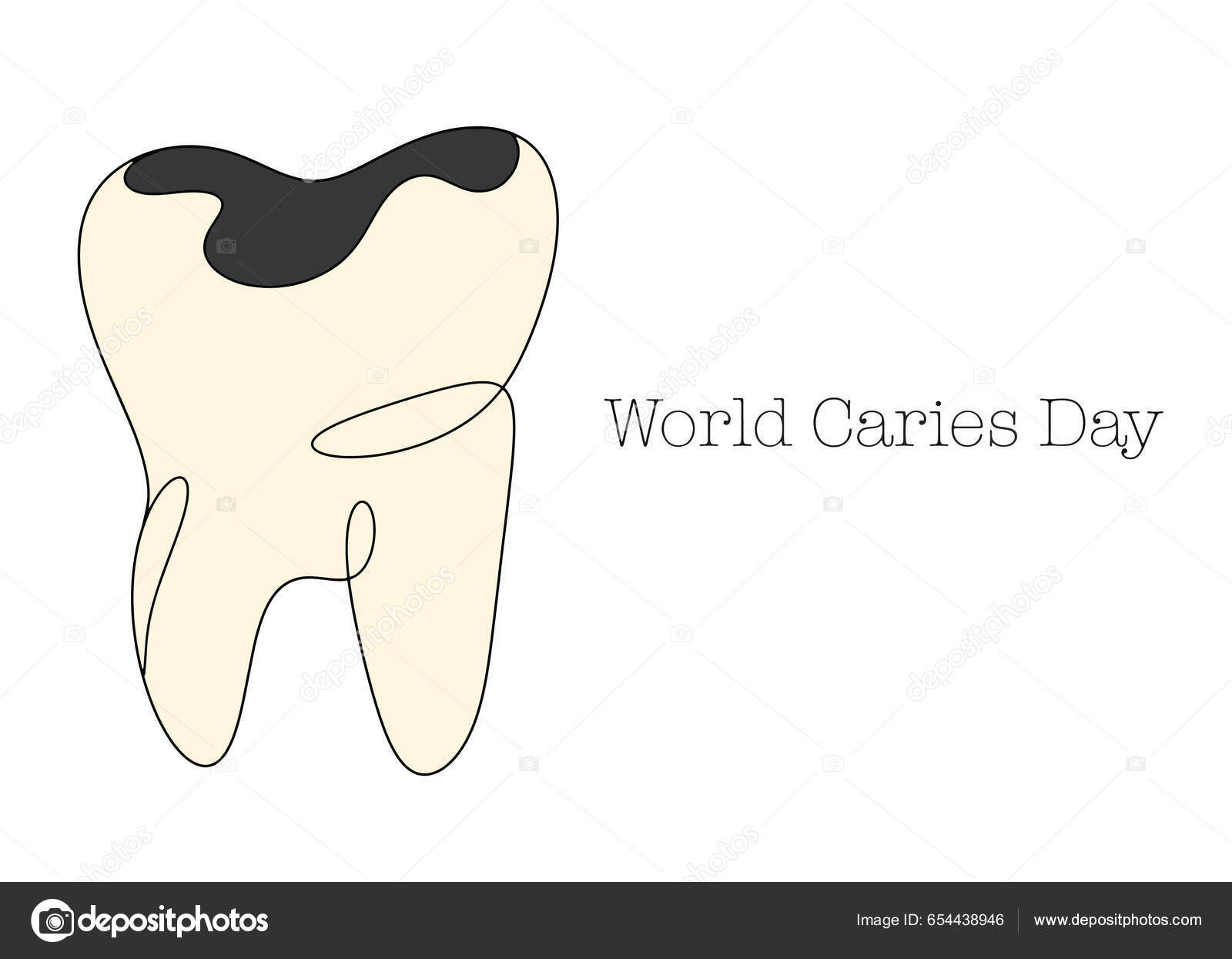 Human Tooth Signs Caries Tooth Blackening World Caries Day One Stock ...