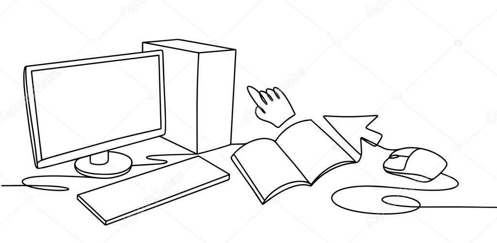 Estudiar informática en la escuela. Trabajo de computadora. Día del ...