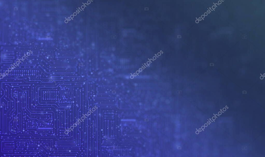 Dynamic Blue Electronic Circuit Patterns: Scattered Tiny Floating Dots Creating Focal Points (en ...