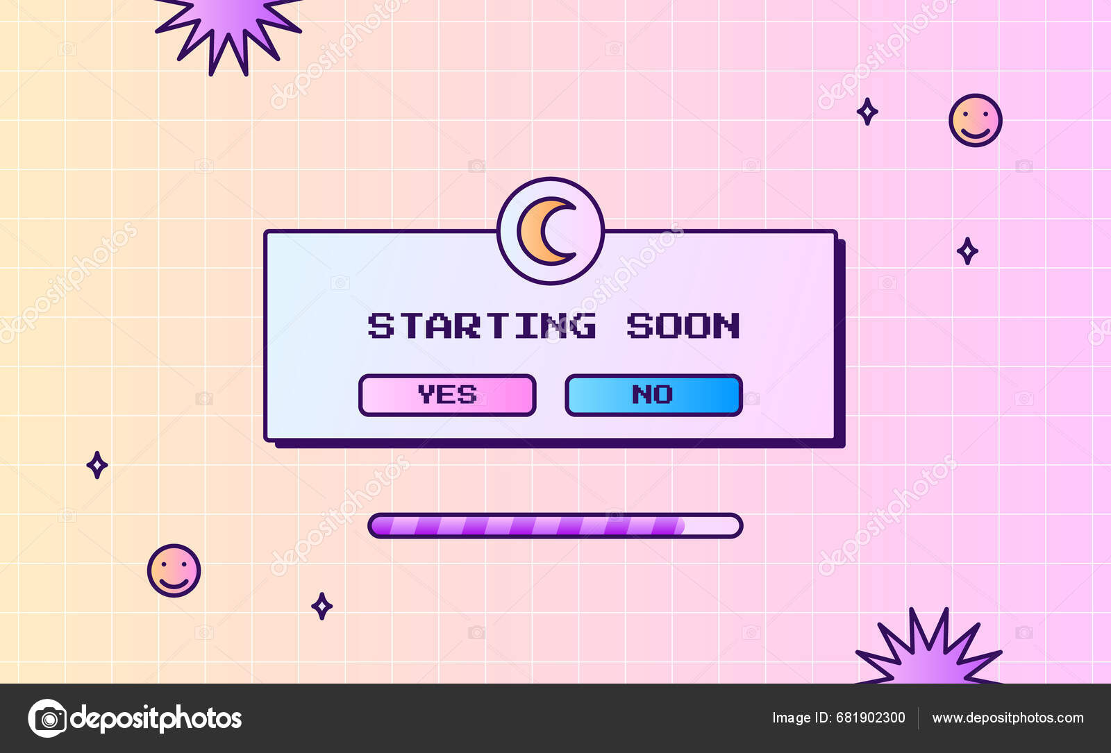 Stream Starting Soon Offline Screen Layout Modern Pink Purple Gradient ...
