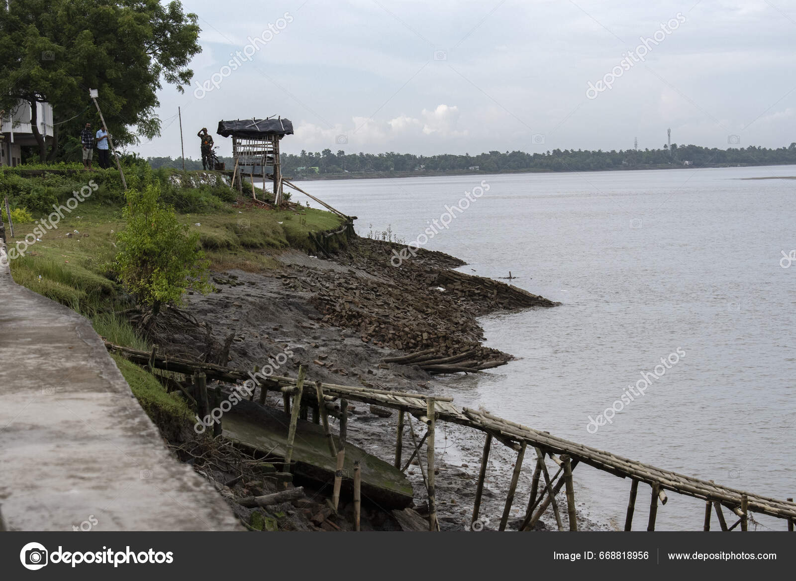 Ichamati Riverside Taki West Bengal India July 2023 River Erosion ...