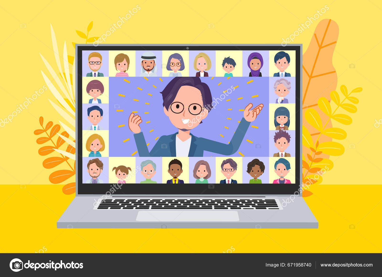 Conjunto Hombre Negocios Que Presenta Línea Arte Vectorial Tan Fácil ...