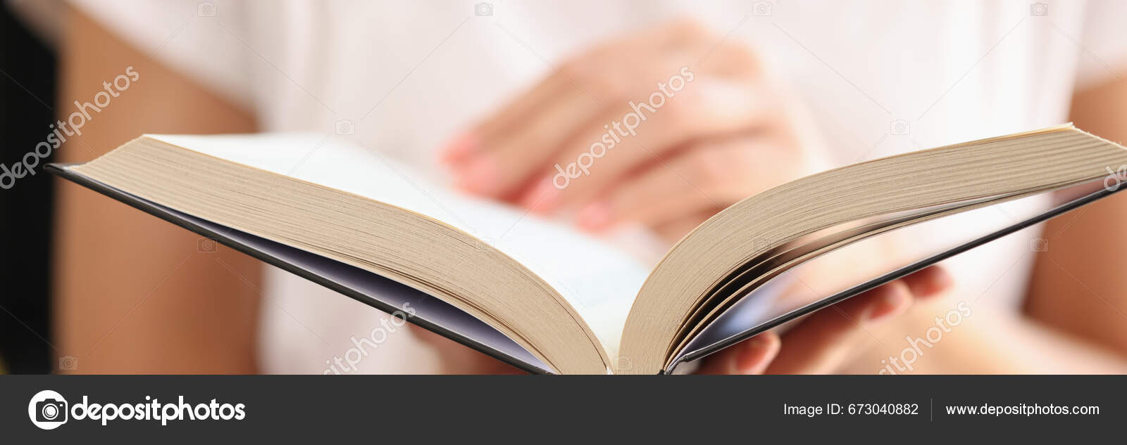 Open Book Hands Woman Close Shallow Depth Field Concept Education ...