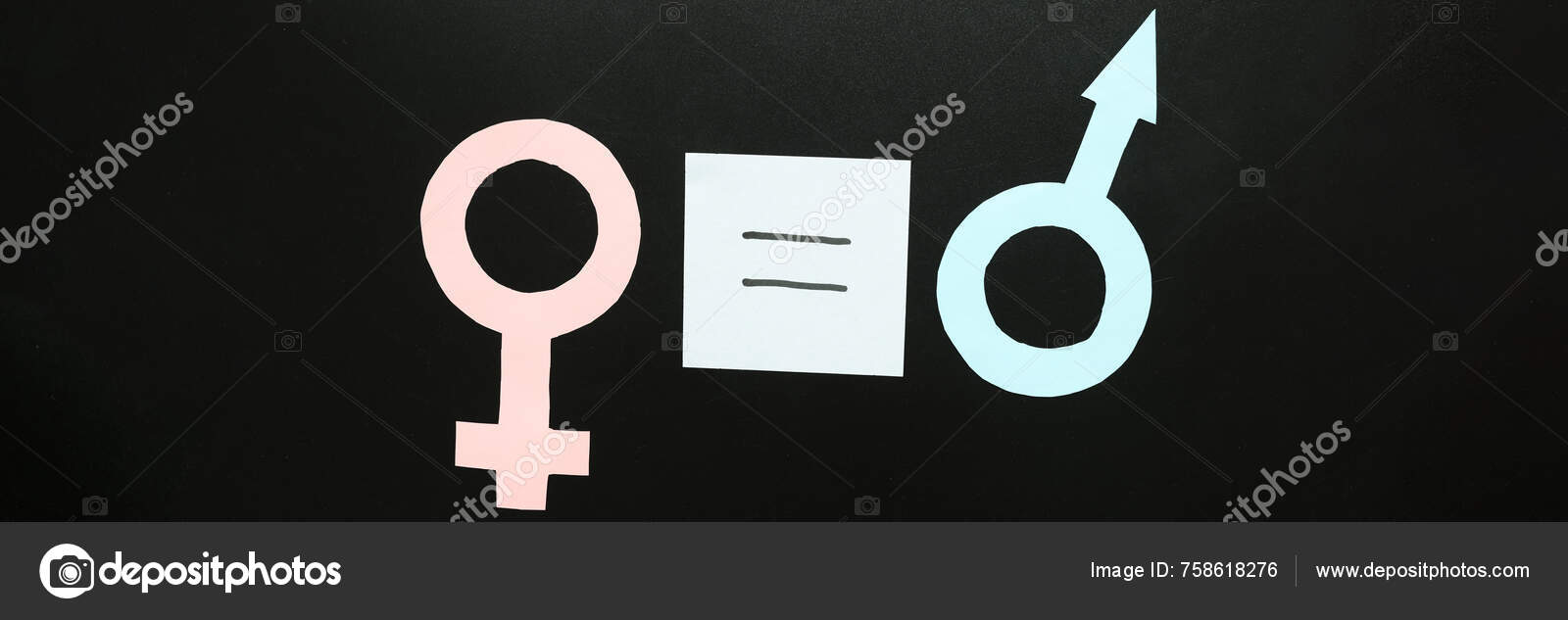 Equation Sign Pink Female Blue Male Symbols Black Background Equality ...
