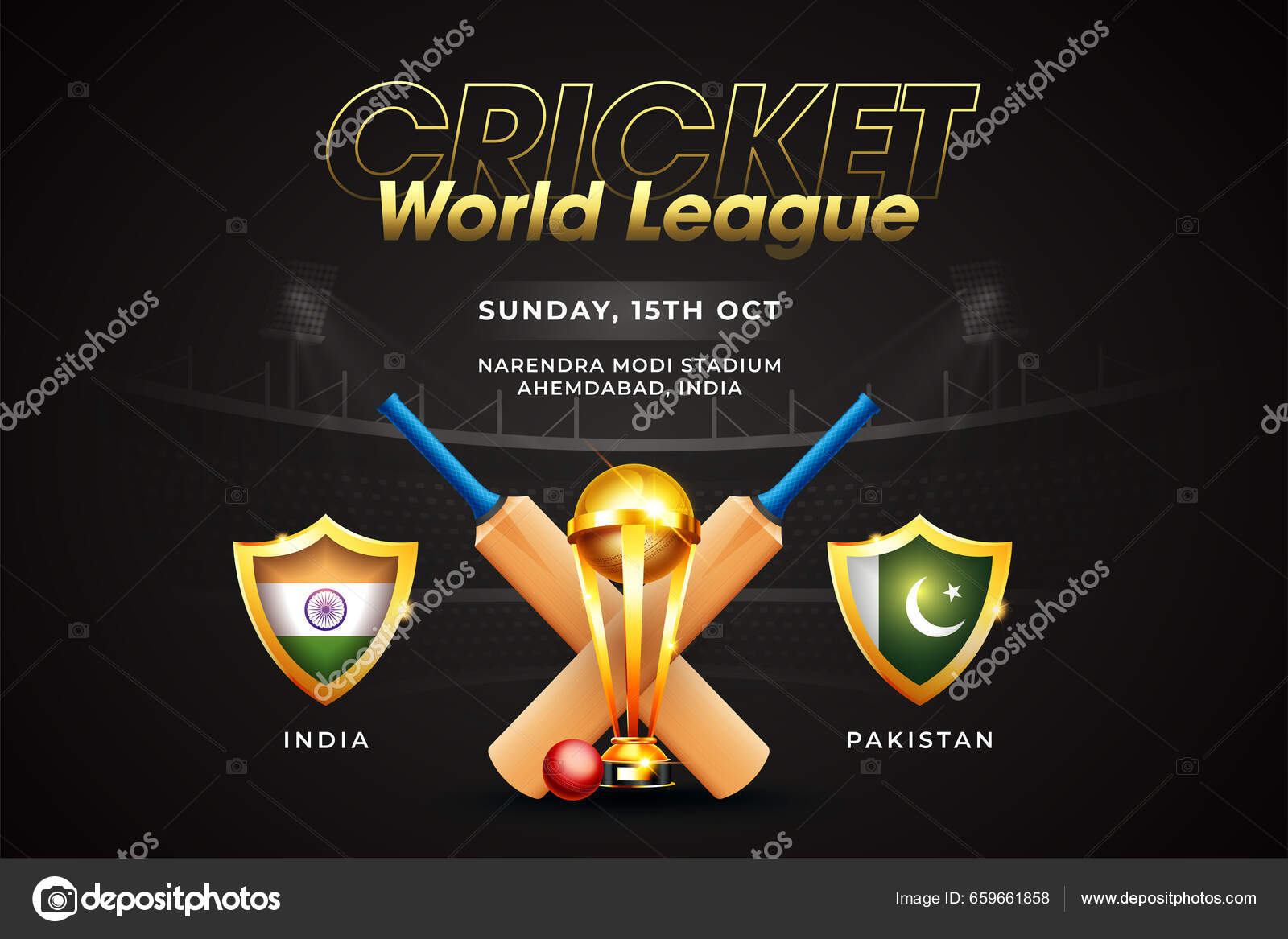 Cricket World League India Pakistan Match Header Banner Winning Trophy ...