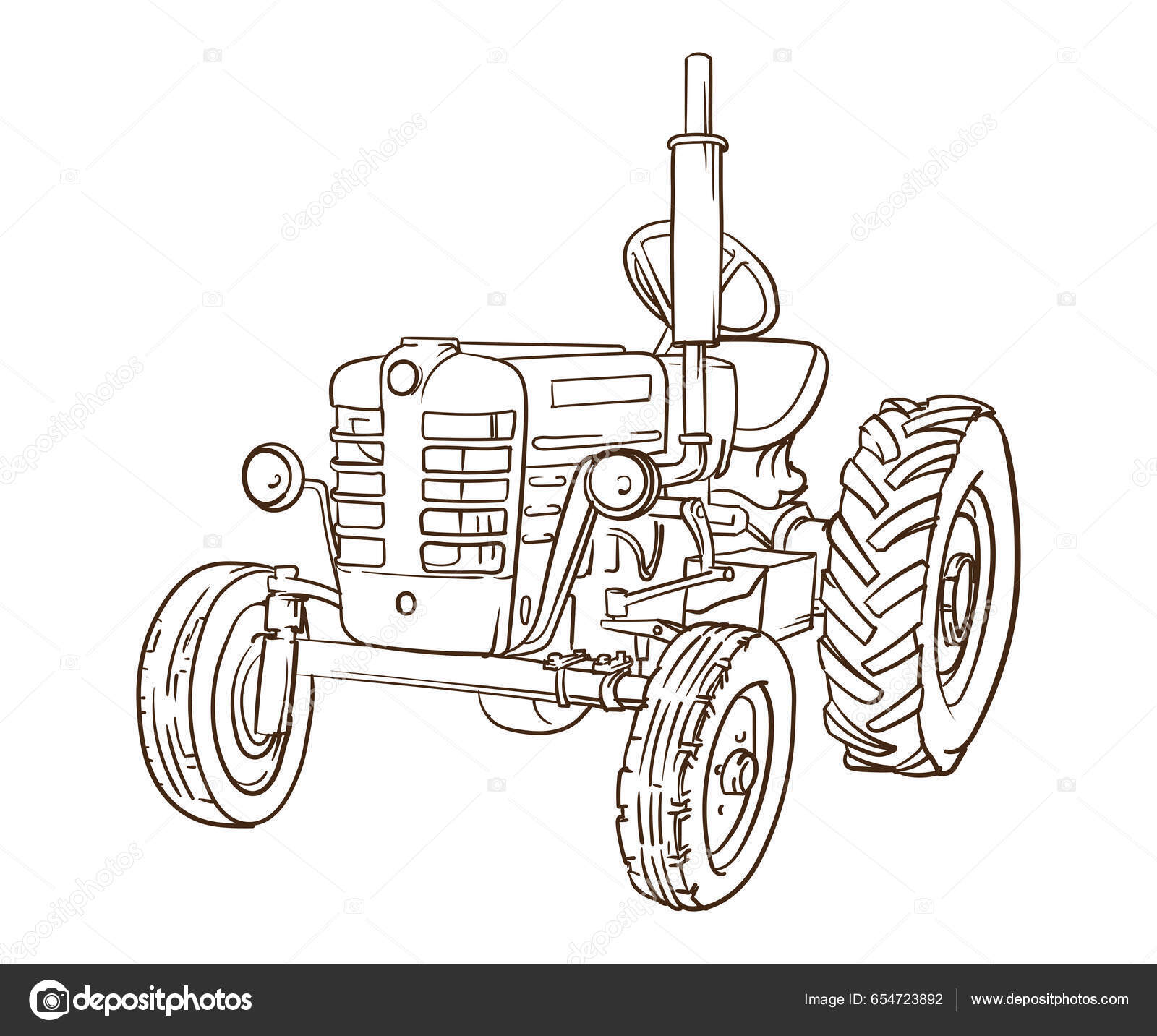 Ursus 4011 Old Model Traktor Drawn Hand Front View Traktor Stock Vector ...