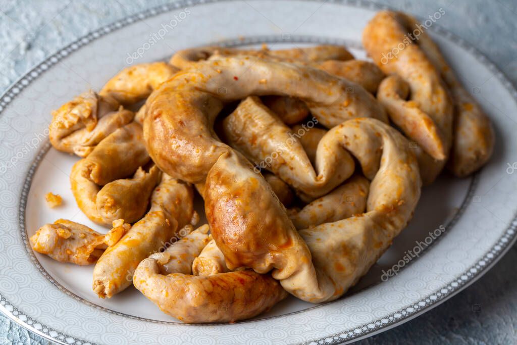 Traditional delicious Turkish cuisine, Middle Eastern dishes, offal ...