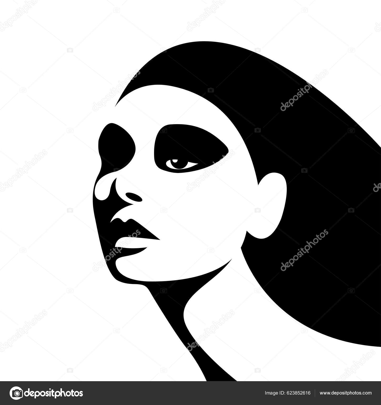 Vector Light Shadow Black White Image Beautiful Female Face Formed ...