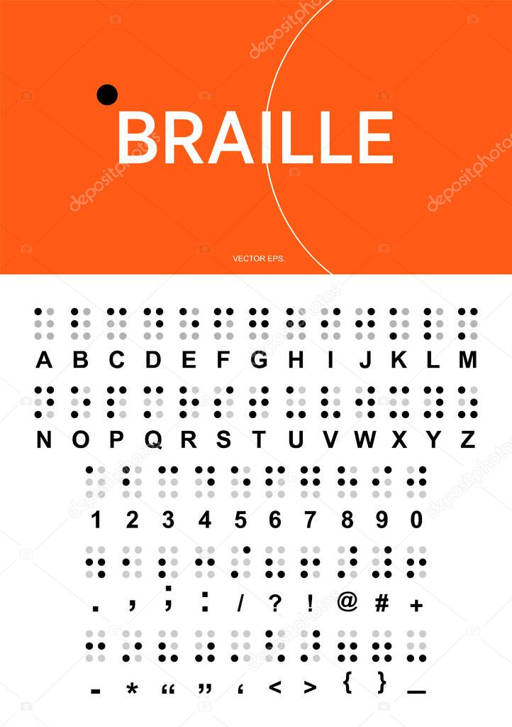 Braille alfabeto, letras y números ilustración vectorial, Braille es un ...