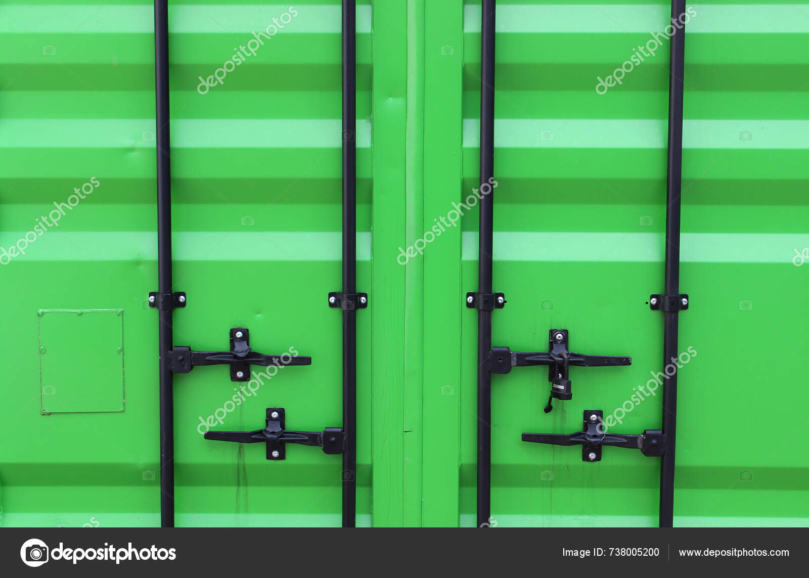 Locking Handles Bolted Locking Beams Green Metal Cargo Container Door ...