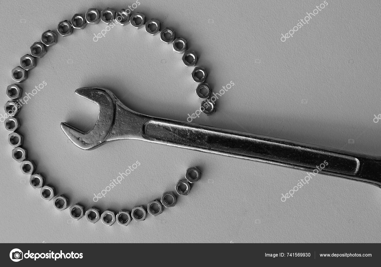 Hex Head Wrench Circle Dark Iron Nuts Isolated White Black — Stock ...