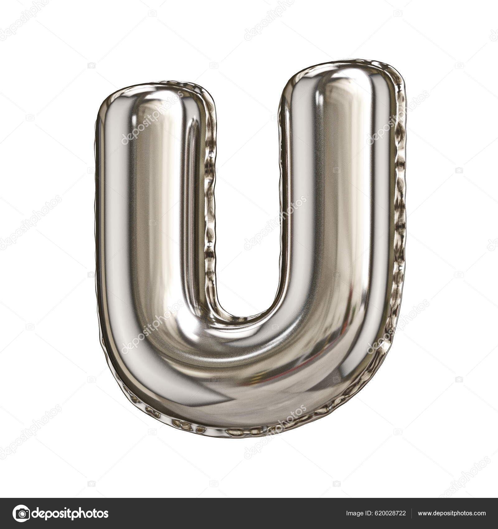 Silver Foil Balloon Font Letter Rendering Illustration Isolated White ...