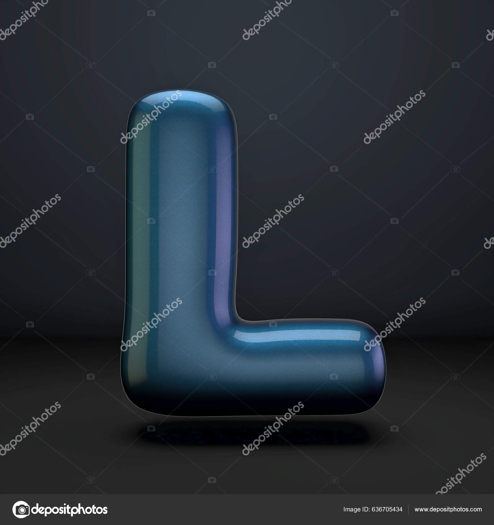Dark Blue Shiny Font Letter Rendering Illustration Isolated Black ...