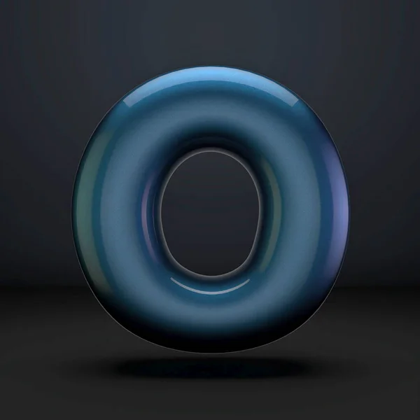 Dark blue shiny font Letter O 3D rendering illustration isolated on ...