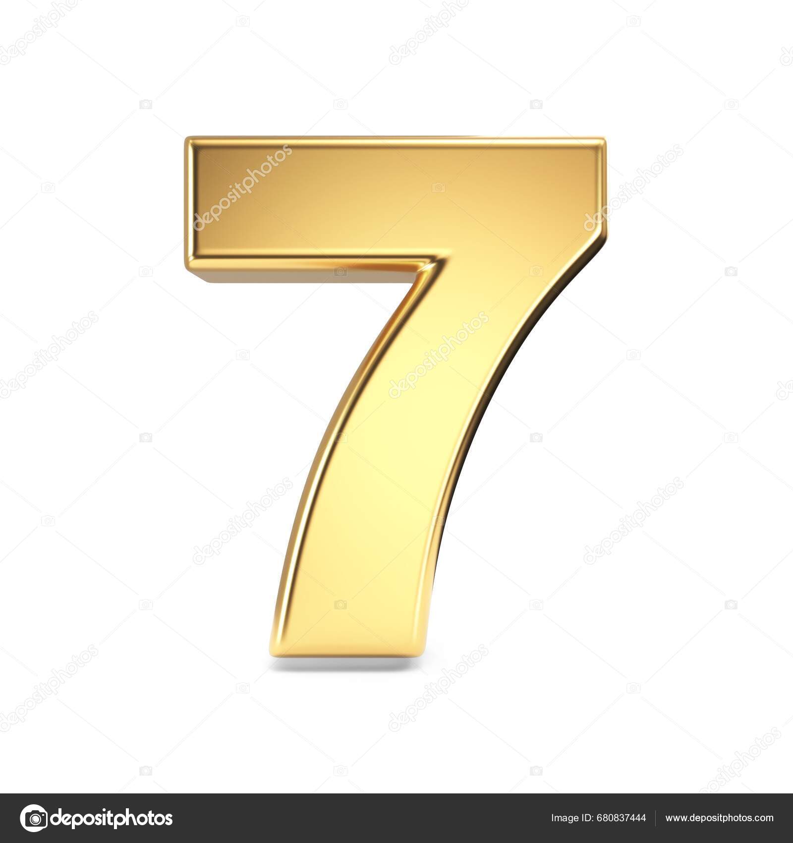 Simple Gold Font Number Seven Rendering Illustration Isolated White ...
