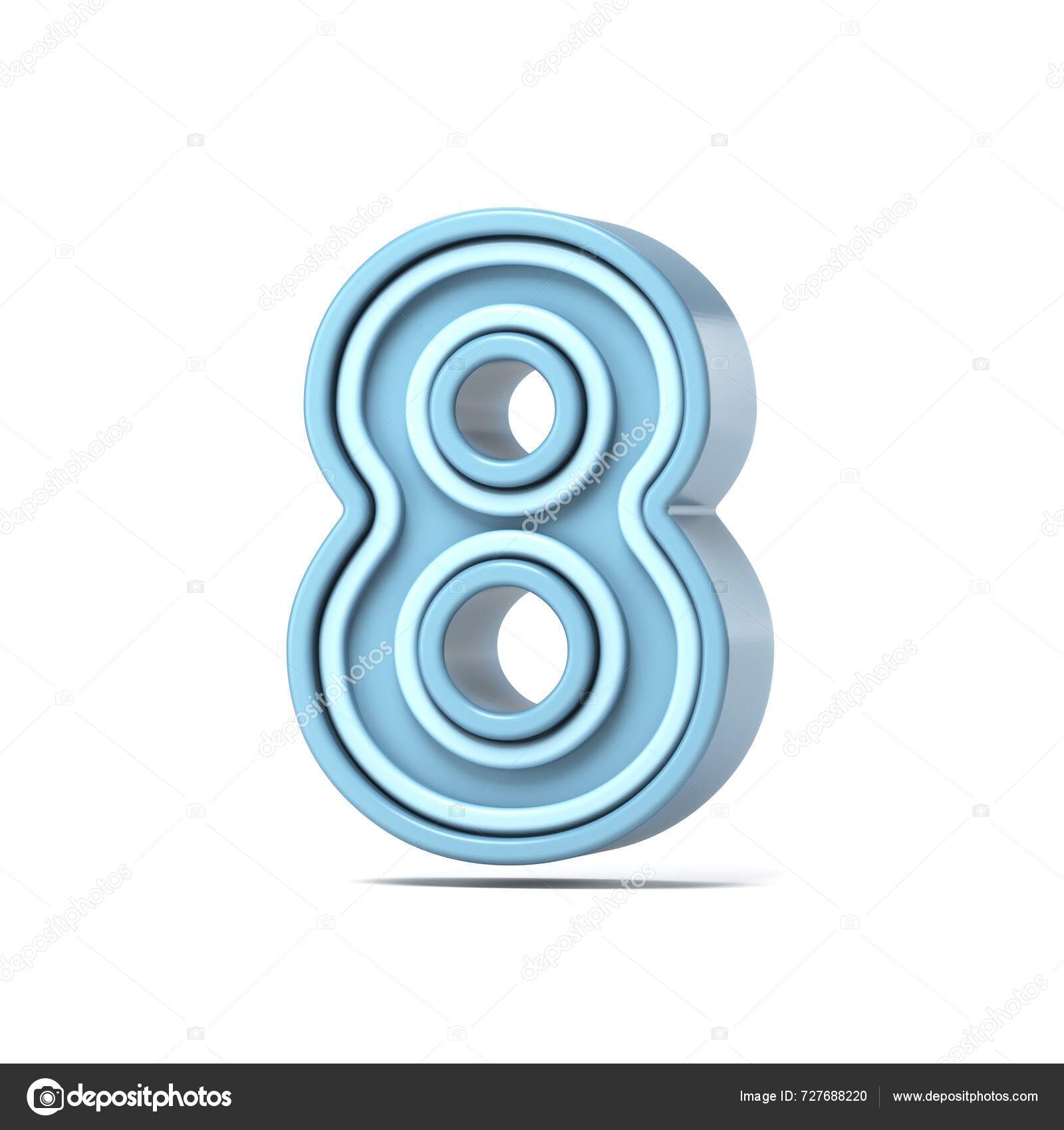 Pastel Blue Font Number Eight Rendering Illustration Isolated White ...