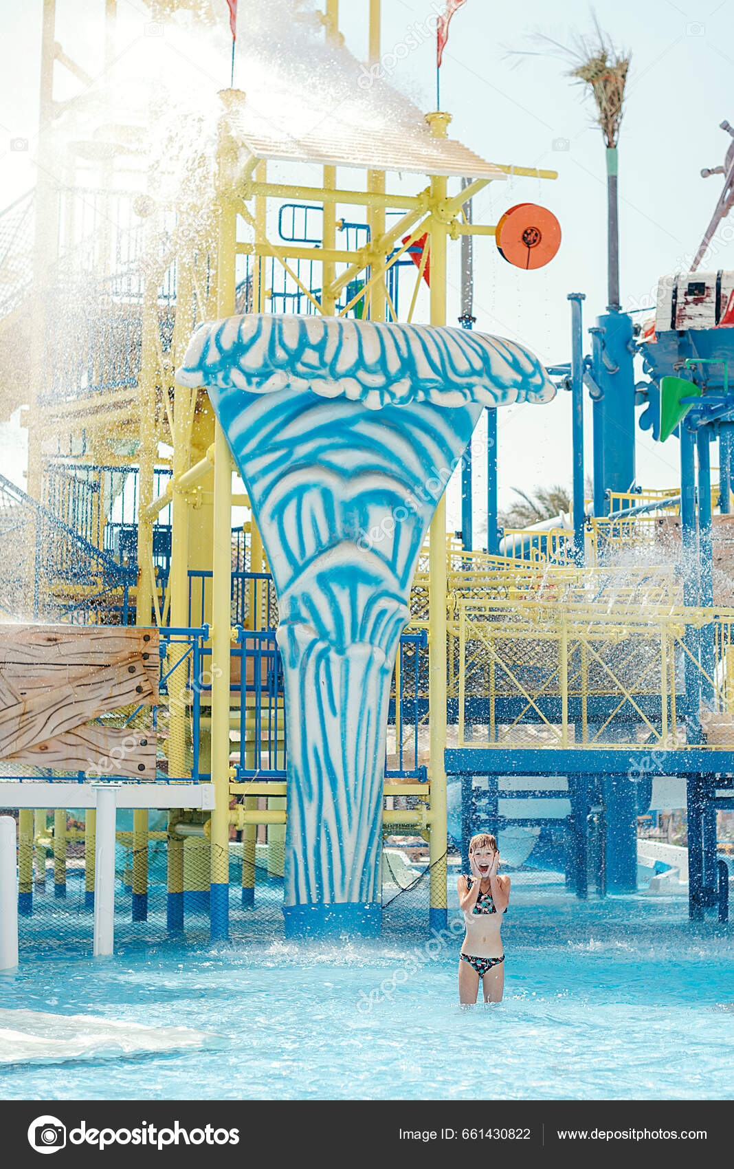 Tween Girl Relaxing Water Park — Stock Photo © kokoshay #661430822
